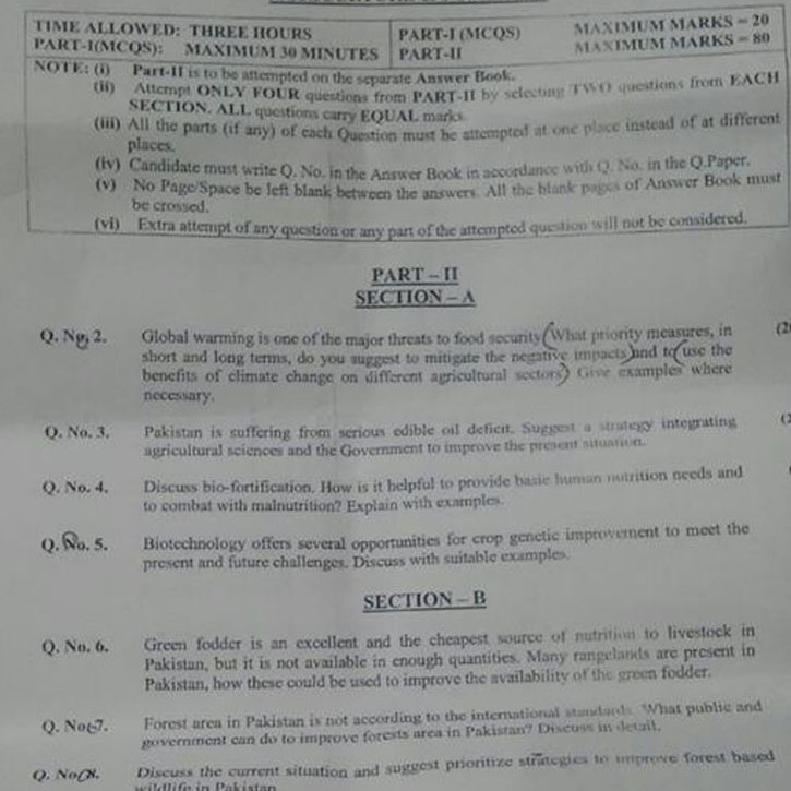 Agriculture & Forestry Paper CSS 2018 Paper