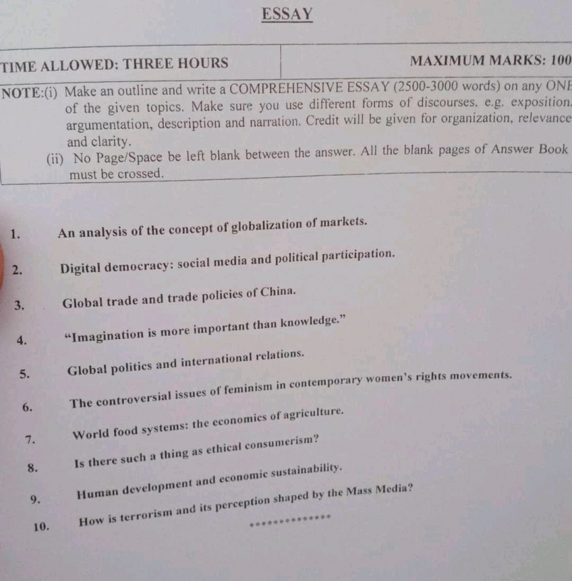 English Essay Paper CSS 2022 English Essay Paper CSS 2022